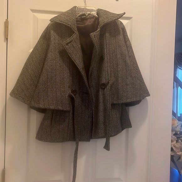 Jackets & Coats | Ml Coatcape Dark Browncream Colored Coat Excellent ...